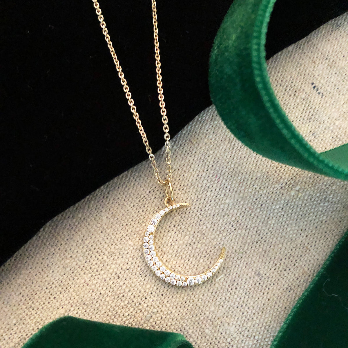Crescent Moon Charm on Necklace – Mementomoridesignsnyc