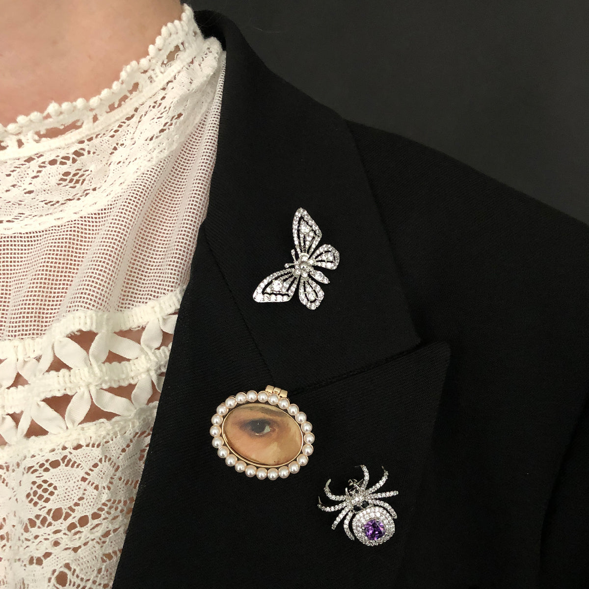 Bejeweled Spider Pin – Mementomoridesignsnyc